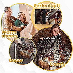 2022 Dad Gifts to My Dad from Daughter American Deer Ultra Soft Fleece Throw Blankets for Couch Bedroom Sofa Best Dad Gifts for Birthday, Thanksgiving, Anniversary, for Men 50 x 60in