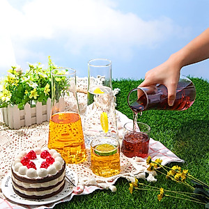 Potchen 850 ml Bedside Water Carafe with Glass Set Night Water Carafe Glass Carafe with Cup Nightstand Mouthwash Decanter Bedroom Juice Water Pitcher Mouthwash Bottle for Bathroom, 30 oz (1 Set)