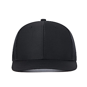 Quanhaigou Trucker Hat - Mesh Snap Back - Unisex Adjustable Baseball Cap - Outdoor Hats for Men Women (Black)