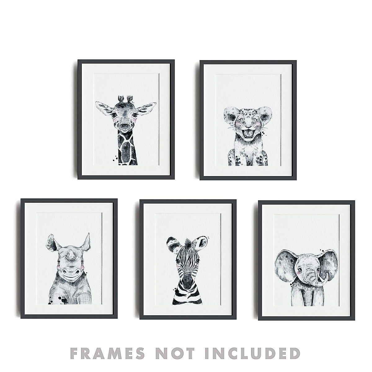 Generic Cotton Paperie Black and White Safari Nursery Decor Animals Prints Set of 6 (Unframed) Nursery Wall Decor Art (8x10),safari-babies-5-4/0