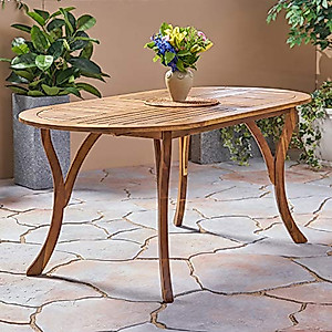 Christopher Knight Home Baia Outdoor 70" Oval Acacia Wood Dining Table, Teak