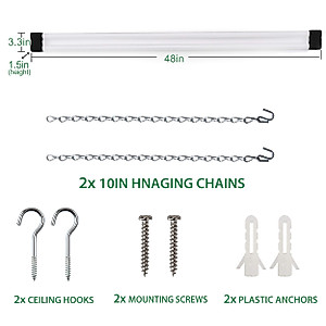 BBOUNDER 4 Pack Linkable LED Utility Shop Light, 4 FT, 4000 LM, 48 Inch Integrated Fixture for Garage, 40W Equivalent 250W, 5000K Daylight, Surface + Suspension Mount, Black