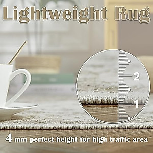 jinchan Washable Area Rug 8x10 Low Pile Living Room Vintage Rug Stain Resistant Floral Medallion Distressed Carpet Ultra-Thin Non Slip Indoor Carpet for Kitchen Bedroom Dining Room Farmhouse Taupe