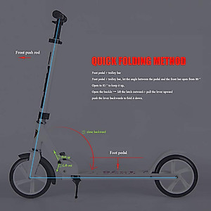 WRRAC-Trampolines Freestyle Sports Kick Scooter Durable Push Scooter Foldable Lightweight Alloy Deck Foot Brake T-Bar 100kg Max Load for Kids 8 Years and Up Ride Tool, Black