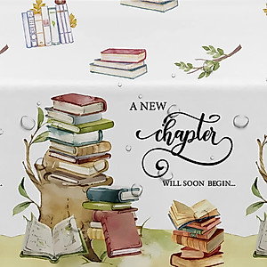 APOWBLS Storybook Baby Shower Decorations Tablecloth - A New Chapter Will Soon Begin Book Theme Party Supplies Table Cover, Library Reading Book Club Decoration Table Cloth - 3Pack (54in x 108in)