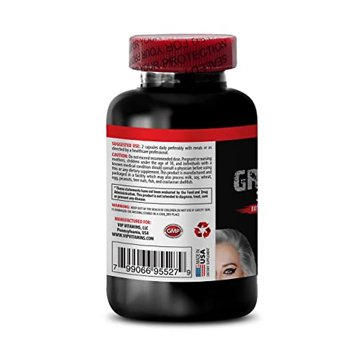 Saw Palmetto Mens Hair - Gray Hair Reverse Complex - Natural Solution - Powerful Results, Grey Hair Men, Biotin Vitamins for Hair Skin and Nails, Paba Supplement, Gray Hair Supplement, 1 Bot 60 Caps