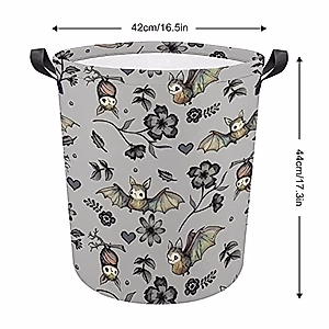 Laundry Hamper Basket Bat Pattern Laundry Bag Collapsible Oxford Cloth Stylish Home Storage Bin with Handles
