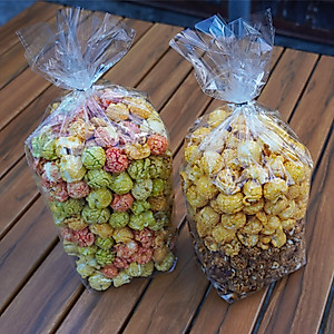 Oueliche 100Pcs 7x11.6 Inch Clear Plastic Cellophane Treat Bags with 4" Twist Ties, Great for Gift Giving or Party Favors Packaging, Bread, Cookie, Candy, Popcorn