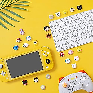 PERFECTSIGHT Cute Thumb Grip Caps Joystick Caps Compatible with Nintendo Switch Joycon/OLED/Switch Lite, Kawaii Magic Moon Skin Grip Button Stick Cover Controller 3D Analog Ergonomic Kit (Luna)