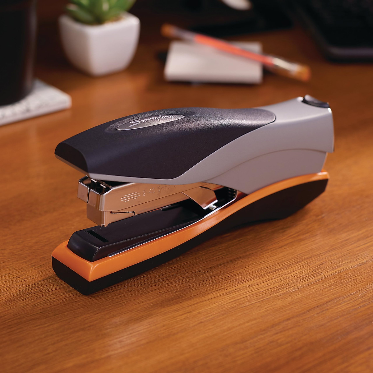 Swingline Stapler, Optima 40, Full Strip, Desktop Stapler, 40 Sheet Capacity, Reduced Effort Stapler for Office Desk Accessories and Home Office Supplies, Orange/Silver/Black, Full Size (87845)