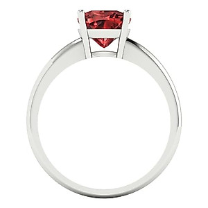 Clara Pucci 2.0 ct Cushion Cut Solitaire Natural Garnet Bridal Designer Anniversary Engagement Ring 14k White Gold 8