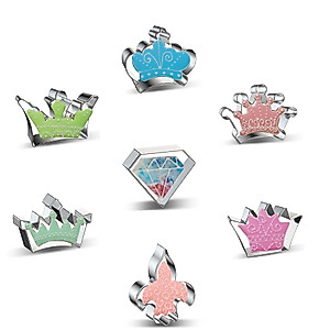 Crown Cookie Cutter Set of 7 pcs, Stainless Steel Princess Crown Series Fondant Cutters Baking Molds