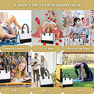 12 Pack Canvas Tote Bags Initial Classic Black and White Present Bag Personalized Canvas Beach Bag for Wedding, Birthday, Beach, Holiday