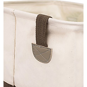 BIRDROCK HOME Square Cloth Laundry Hamper with Handles - Dirty Clothes Sorter - Easy Storage - Foldable - Brown and White Canvas