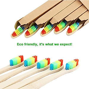 5pcs Lot Natural Bamboo Toothbrush Biodegradable Toothbrush with Soft Fibre Made with Rainbow Nylon Infused Bristles in Recycled Packing