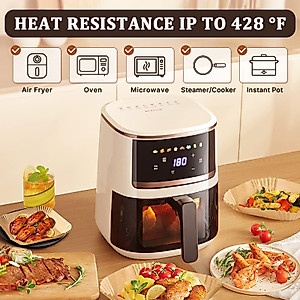 120 PCS Air Fryer Disposable Paper Liner, 7.9-inch (Fit 5-8 QT) Square Air Fryer Parchement Paper Liners, Non-Stick Oil-Proof Parchment Paper for Air Frying, Baking, Roasting Microwave