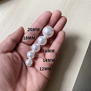 Big Pearl Earrings for Women Oversized Classic Faux Round Studs White Simulated Large Pearl Earrings for Women -14mm