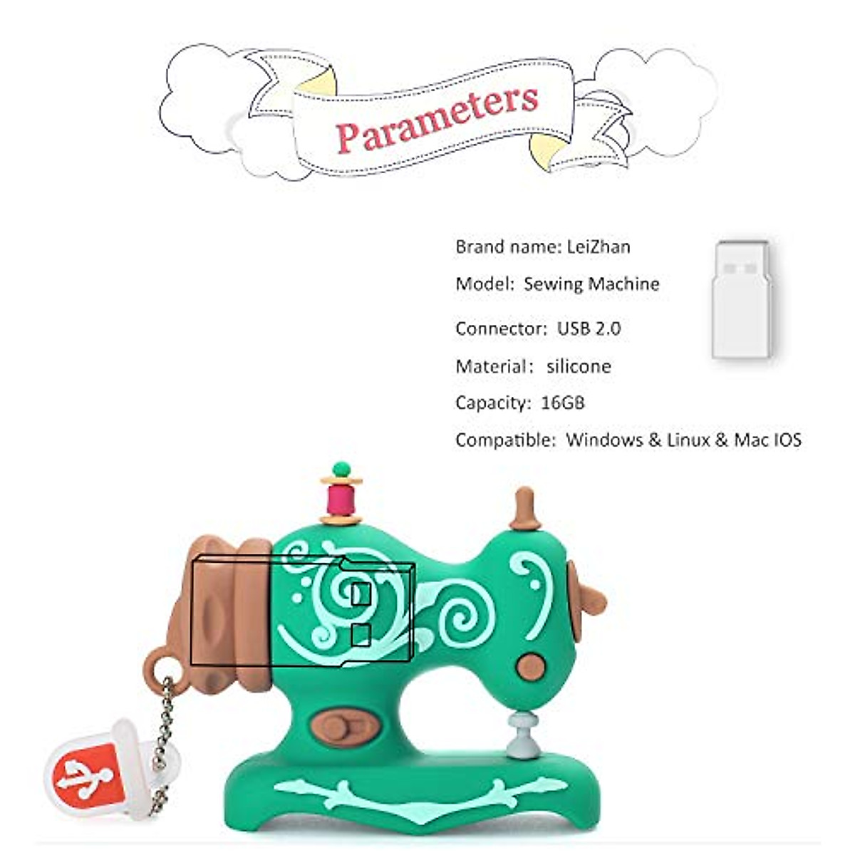 Embroidery Sewing Machine Design USB Flash Drive 16GB Gift Pen Drive Data Storage Picture Stick Pendrive Memory Stick