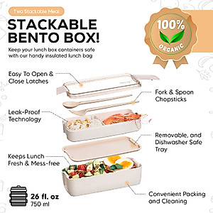 TARLINI Kids Bento Box | Leakproof Lunch Containers | Cute Lunch Boxes for Kids With Utensils, Chopsticks & Dividers | Bento Boxes for Adults, Dishwasher & Microwave Safe Japanese Bento