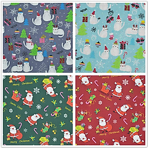 iNee Christmas Fat Quarters Fabric Bundles, 100% Cotton Quilting Sewing Fabric, 18 x22 inches