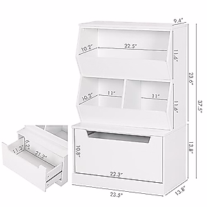 UTEX Kids Toy Storage Organizer, Bookshelf for Kids and Bookcase with Drawer, Children Open Storage Cubby for Kids Room Playroom Nursery White