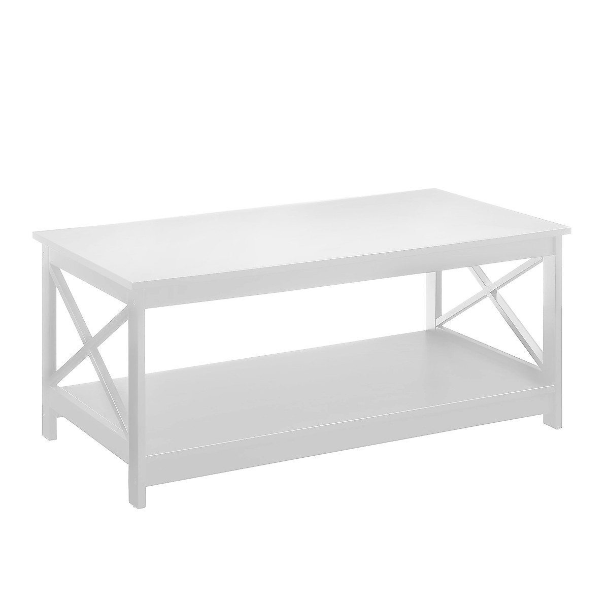 Convenience Concepts Oxford Coffee Table with Shelf, White