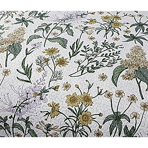 Floral Quilt Set King Size Bedspread Coverlet Green Yellow Flower Bedspread Set King Lightweight Quilt Bedding Spring Summer Floral Coverlet Soft Home Quilts Collection Bedding with 2 Pillowcases