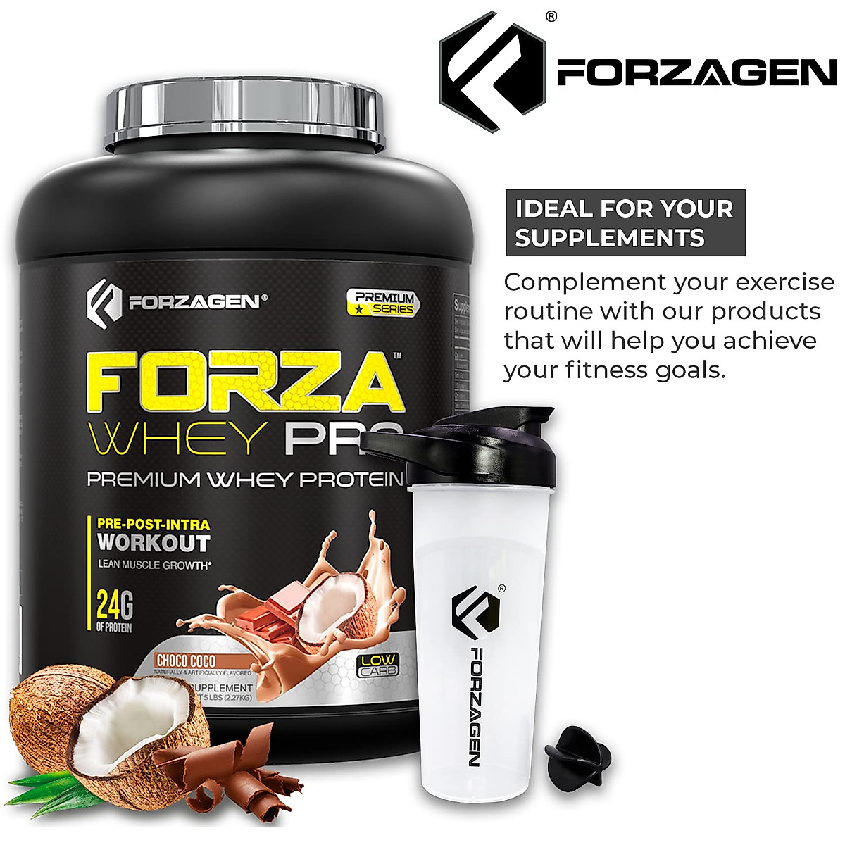 Forzagen Shaker Bottle 20 oz - Protein Shaker Bottle for Pre & Post workout drinks - Classic Protein Mixer Shaker Bottle (White)