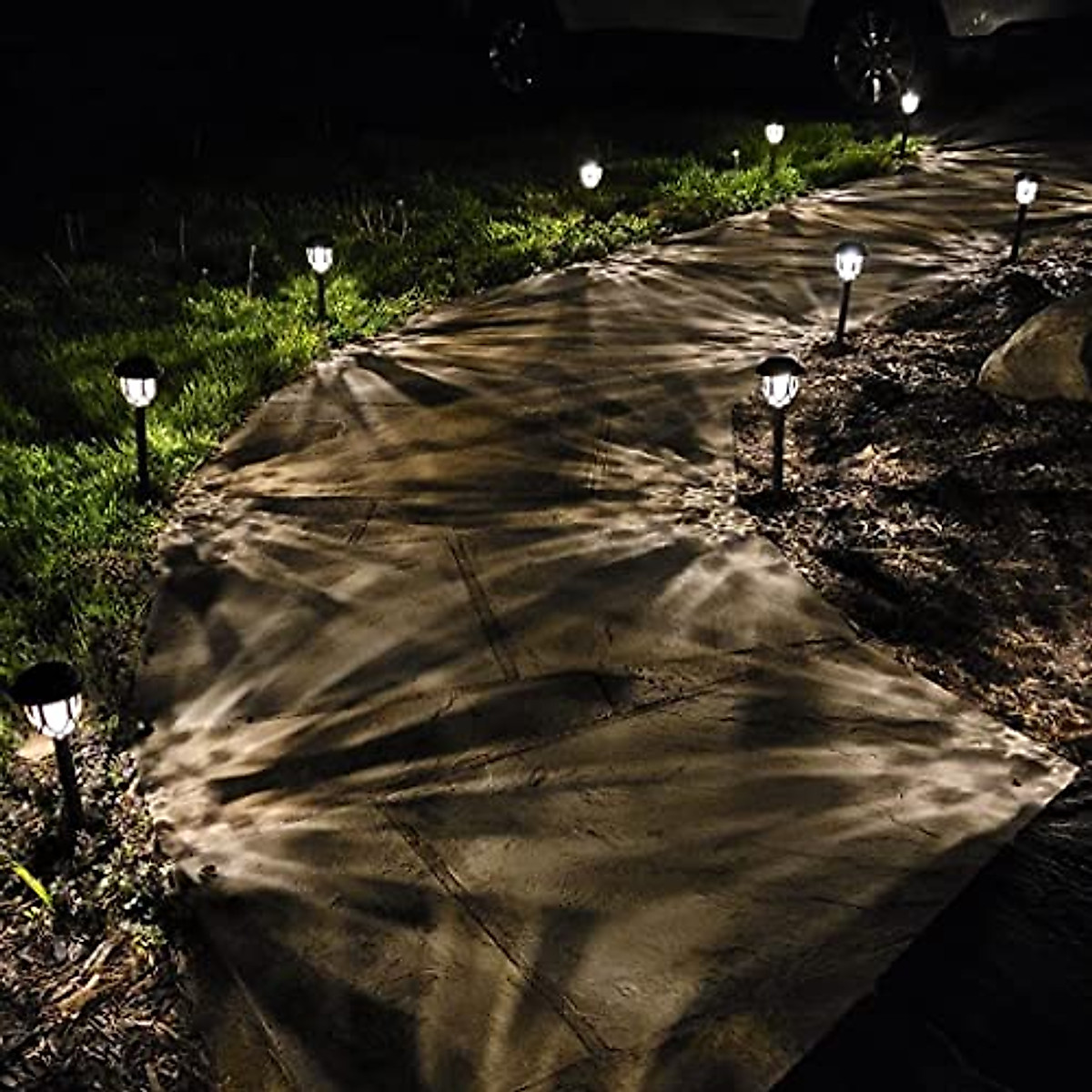EXCMARK 10 Pack Solar Lights Outdoor Decorative, Solar Pathway Lights Outdoor, Solar Powered Garden Yard Lights for Walkway Sidewalk Driveway. (Black, Warm White)