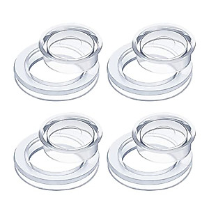 DOITOOL 4 Sets Patio Table Umbrella Hole Ring and Caps Set, Silicone Umbrella Hole Plug and Cap for Glass Patio Garden Beach Table Deck Yard, 2 Inch (Clear)
