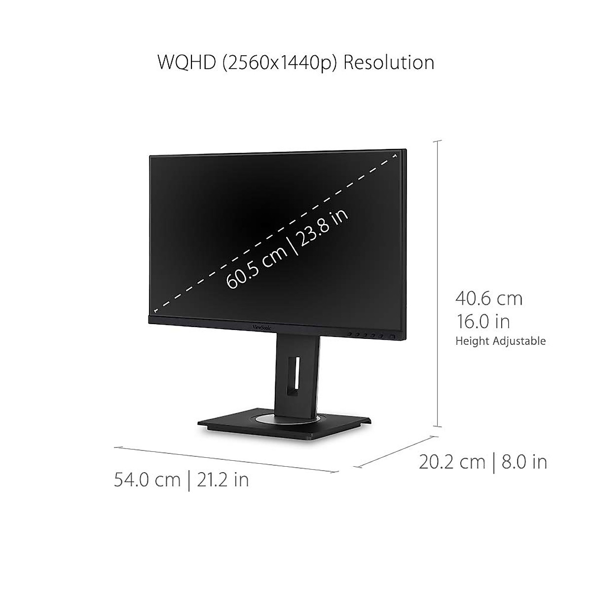 ViewSonic VG2455-2K 24 Inch IPS 1440p Monitor with USB C, HDMI, DisplayPort and 40 Degree Tilt Ergonomics for Home and Office