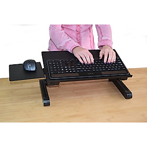WorkEZ Keyboard and Mouse Tray ergonomic on-desk riser stand adjustable height angle negative tilt Raise computer keyboards to Standing Height sit stand-up standing accessories lift black