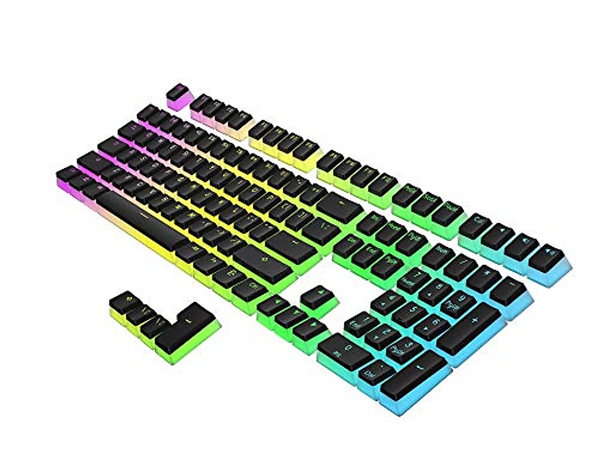 HK Gaming Pudding Keycaps Set | Doubleshot PBT Keycap Set | Full 108 OEM Profile Key Set | ANSI US-Layout | for Mechanical Keyboard | Compatible with Cherry MX, Gateron, Kailh, Outemu | Black