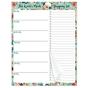 Weekly Meal Planner - Grocery List Magnetic Notepads 7" x 9" Meal Planning Pad with Tear Off Shopping List for Convenient Shopping - Notepad with Magnet for Refrigerator or Desk
