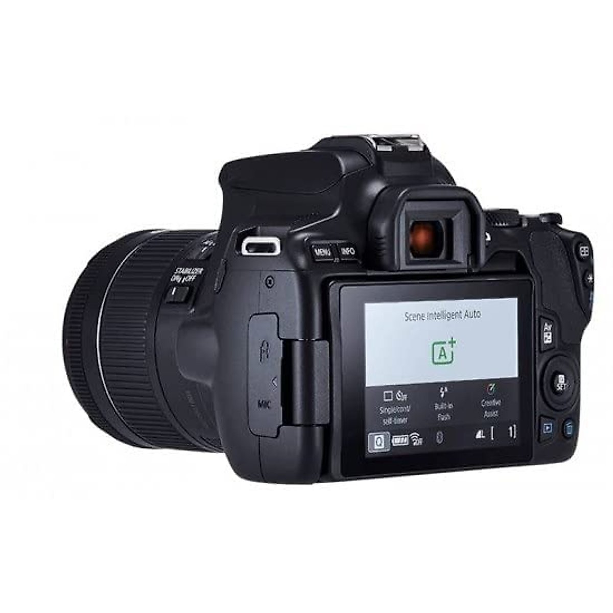 Camera EOS 250D (Rebel SL3) DSLR Camera w/EF-S 18-55mm F/3.5-5.6 Zoom Lens + Case + Sandisk 64GB Memory Card + 3pc Filter Kit + Card Reader + Cleaning Kit (International Model)
