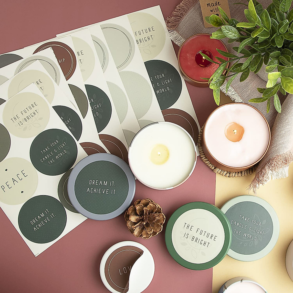 Hearth & Harbor Tin Candle Jars for Making Candles - DIY Candle Containers with Lids - Metal Candle Jars - Bulk Tins Storage for Candle - (24 Pieces) - (4 Ounces) - Artistic Floral