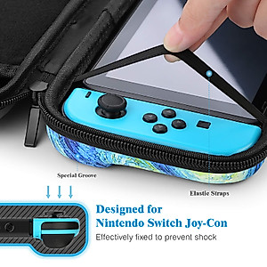HEYSTOP Switch Carrying Case with Screen Protector, 9 in 1 Nintendo Switch Accessories Kit and 6 Pcs Thumb Grip, Nintendo Switch Protective Case