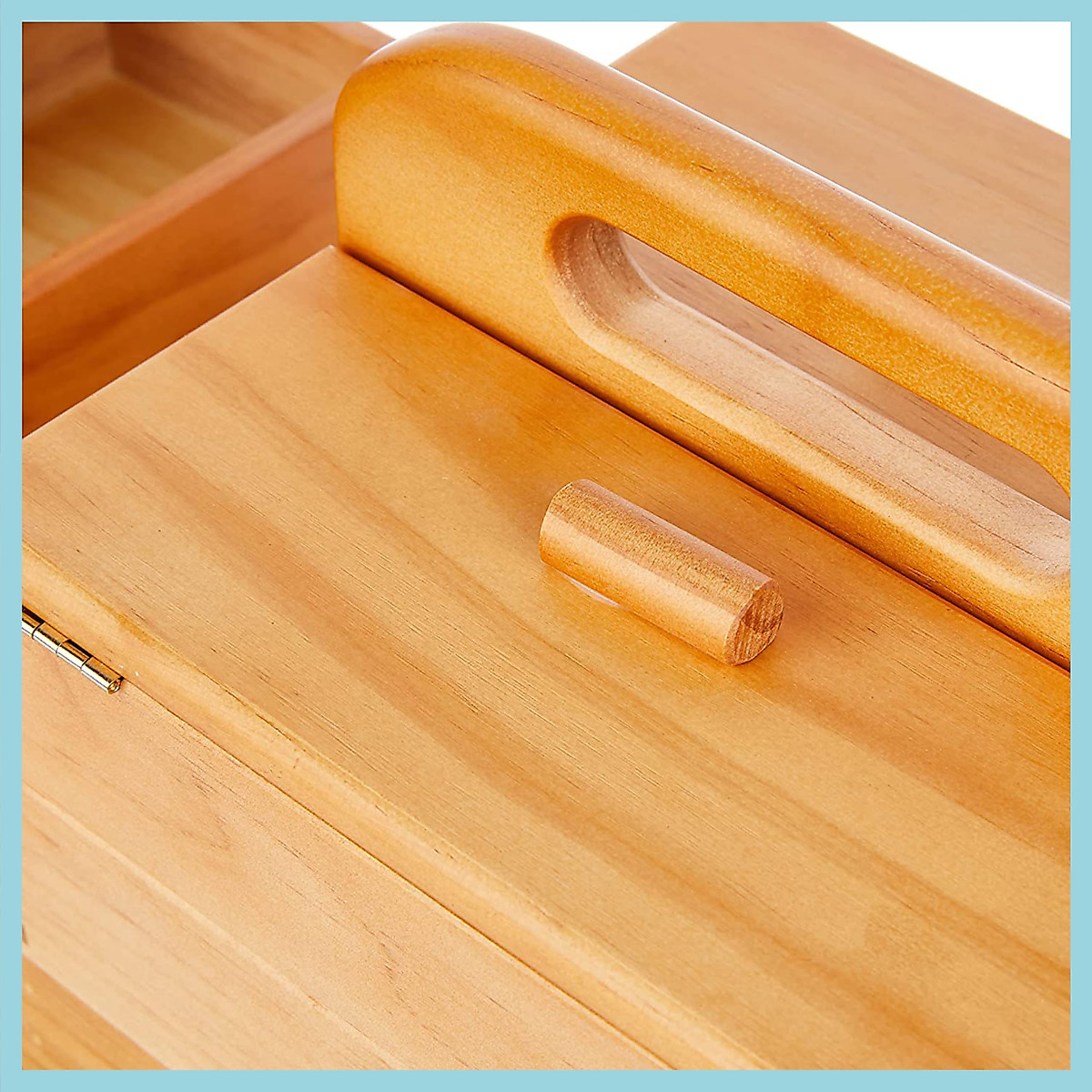 Hobby Gift Wooden Cantilever Sewing Crafting Hobby Storage Box, Wood, Assorted, 23.5 x 45 x 32 cm