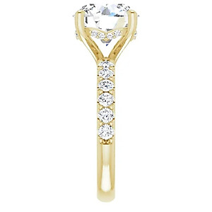 Handmade 10K Gold 4 CT Round Cut VVS1 Colorless Moissanite Engagement Ring Bridal Set for Women Moissanite Wedding Rings for Gifts Anniversary Promise Her (Yellow Gold, 7)