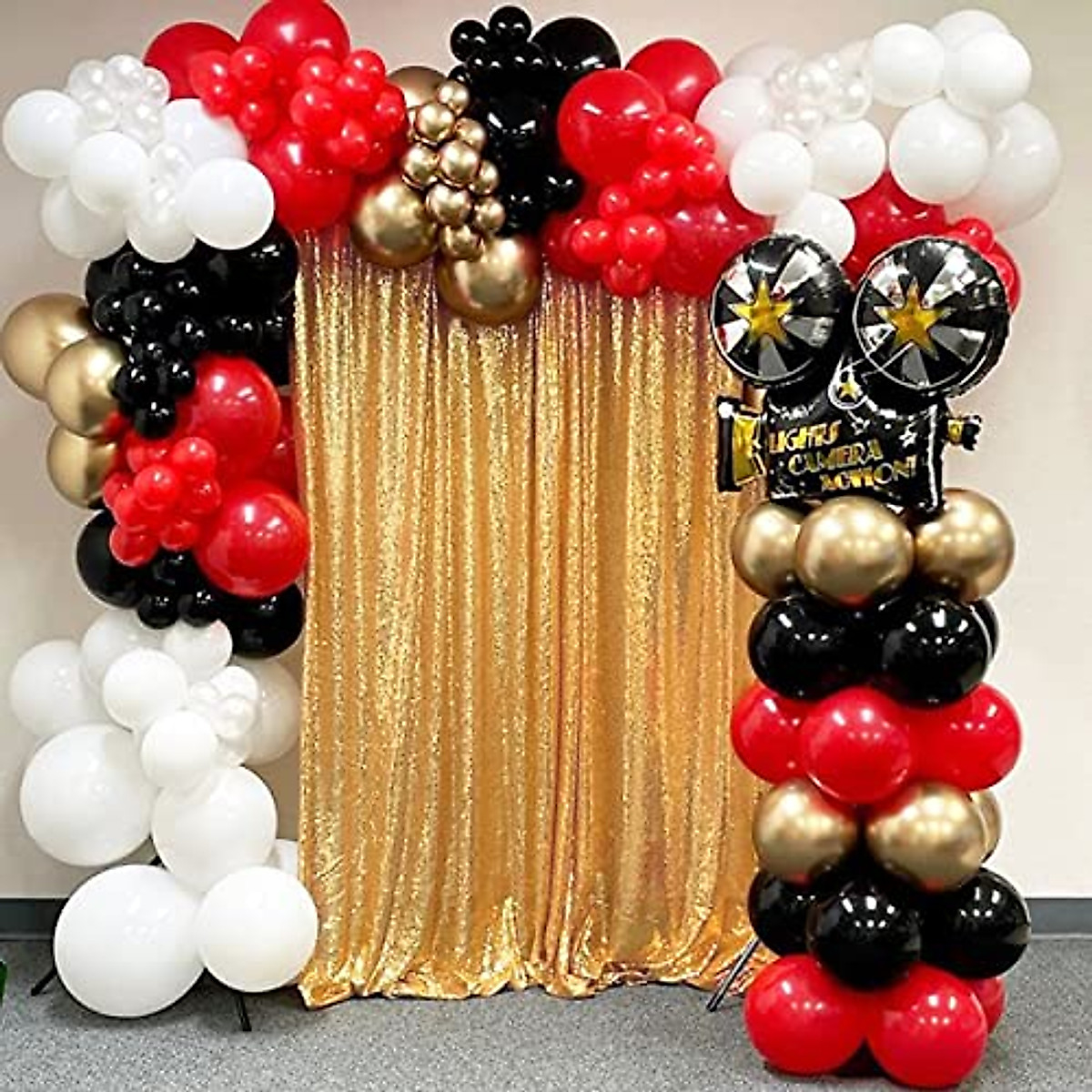 7ft x 7ft Gold Sequin Backdrop Curtain Glitter Photo Booth Backdrop for Wedding Birthday Baby Shower Event Decor