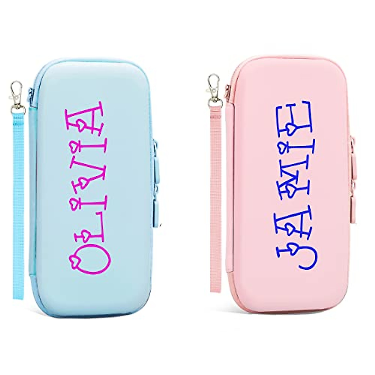 Pink Carry Made Case For Nintendo Switch/Switch OLED Console Custom Name Case with 10 Games Cartridges Protective Hearts 3D Name NC5