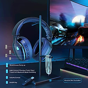 Gtheos 2.4GHz Wireless Gaming Headphones for PC, PS4, PS5, Mac, Nintendo Switch, Bluetooth 5.2 Gaming Headset with Detachable Noise Canceling Microphone, Stereo Sound, 3.5mm Wired Mode for Xbox Series
