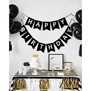 Black Happy Birthday Banner Theme Birthday Party Supplies Garland Decorations Birthday Signs Nursery Hanging Decor 13pcs
