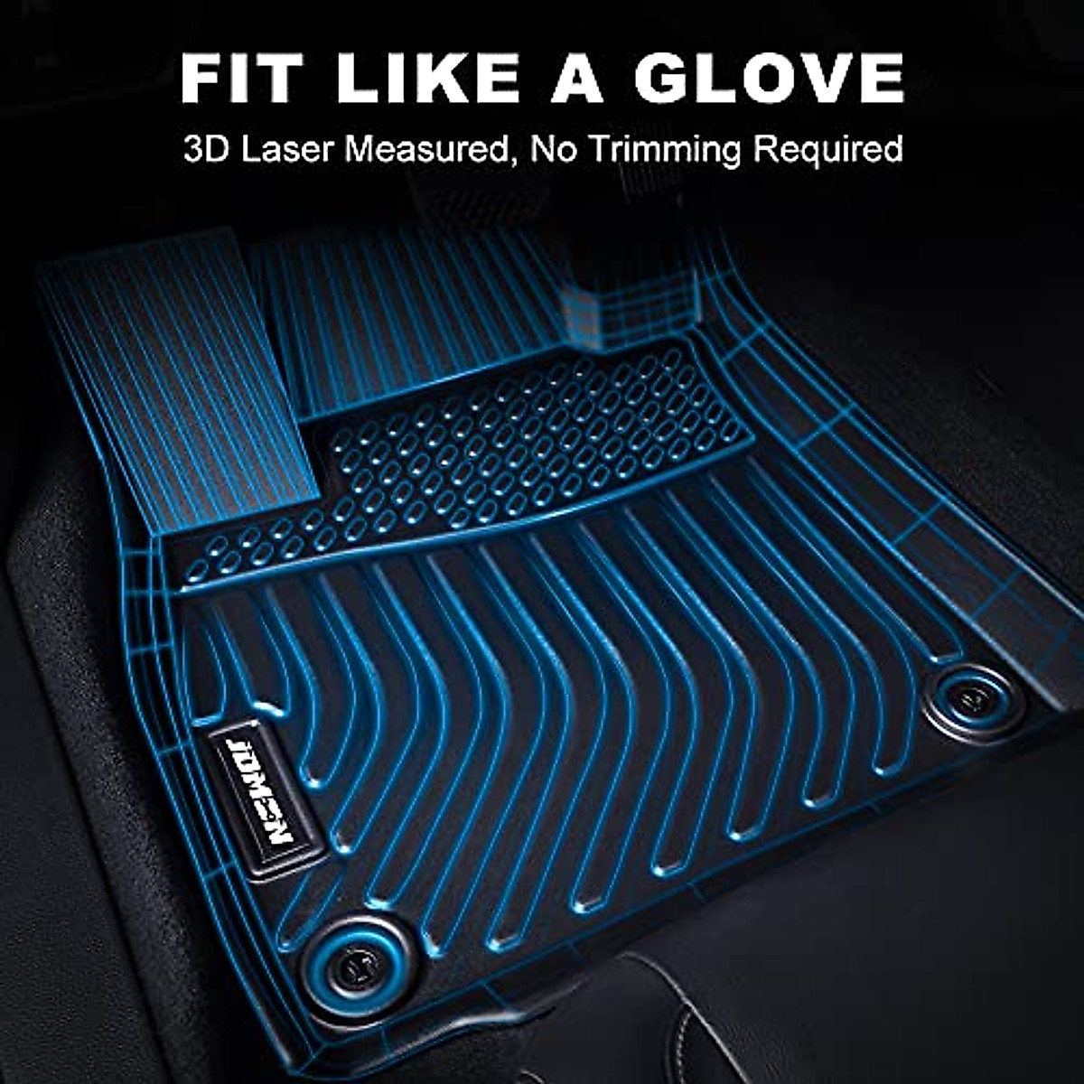 JDMON All Weather Floor Mats Compatible with 2020-2024 Kia Telluride, 1st, 2nd & 3rd Row Custom Fit Car Floor Liner Set Black