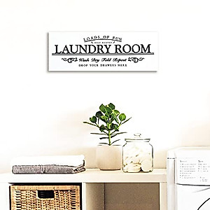 Gifhunter Laundry Room Decor With Wash Dry Fold Repeat Laundry Sign for Laundry Room Décor, Rustic Family Farmhouse Laundry Room Wall Decor Wall Sign Laundry Rules Hanging Prints for Laundry Room