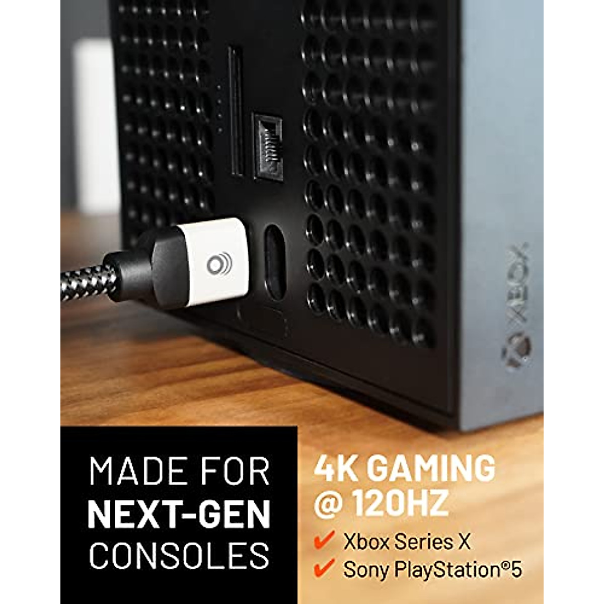 ECHOGEAR HDMI Cables - 8 Foot Certified Ultra High Speed Cable with Flexible Braided Jacket - Get 4k @ 120Hz On PS5 & Xbox Series X - Supports 8k, HDR, eArc, Dolby Vision, & More