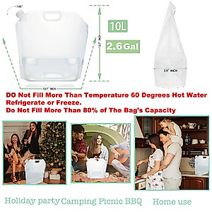 42Gallon(160Litres) Water Storage Containers, Emergency Water Storage 16PCS×2.6Gallon/10L，Collapsible Water Containers, for Fishing, Camping, Hiking&Survival Kit.
