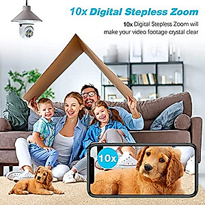 TOGUARDGO 【10x Zoom Light Bulb Security Camera Outdoor Wireless WiFi, 360° Pan/tilt Light Socket Security Cameras for Home with Spotlight,1080P FHD Color Night Vision, Auto Tracking, Alerts