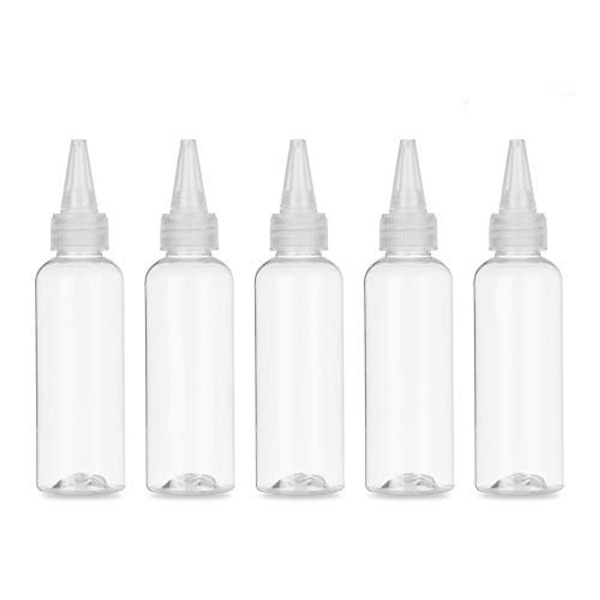 5PCS Empty Dropper Bottles Squeeze Bottles, Sharp-mouth Container with Twist Top Cap Clear Refillable Bottles, for Oil Paint Liquid Glue(100ml)