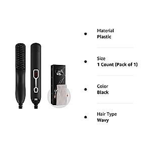 Cayzor Beard Straightener Comb for Men - Upgraded Professional Electric Mens Beard Straightening Heated Brush Portable Anti-Scald 5 Adjustable Temperatures & LCD Display with Carrying Bag